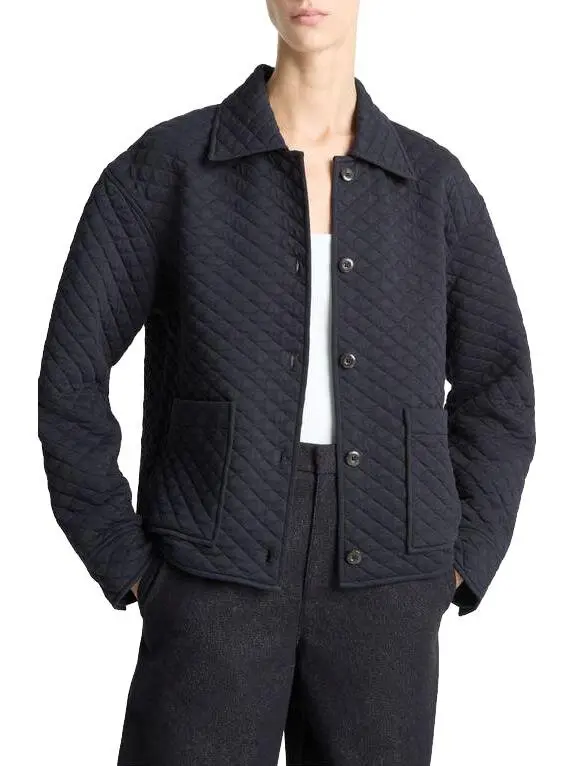 Vince Cotton Blend Quilted Jacket - Coastal Blue
