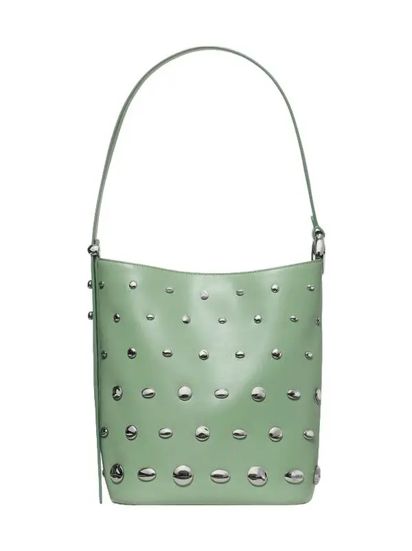 Kate Spade New York Halo Stud Fine Grain Leather Bucket Bag - Crisp Sage