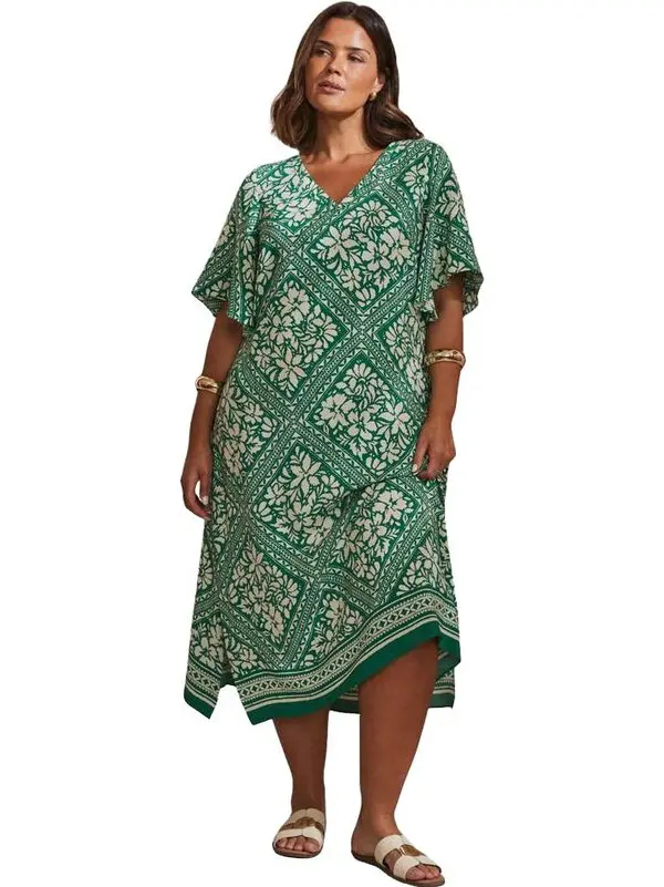 LIVE UNLIMITED Bandana Print T-shirt Midi Dress - Green