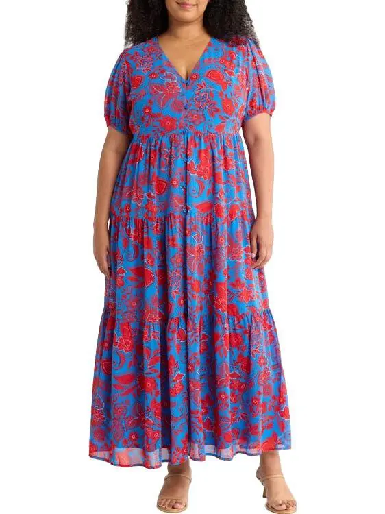 SUGARLIPS Calla Floral Maxi Dress - Blue