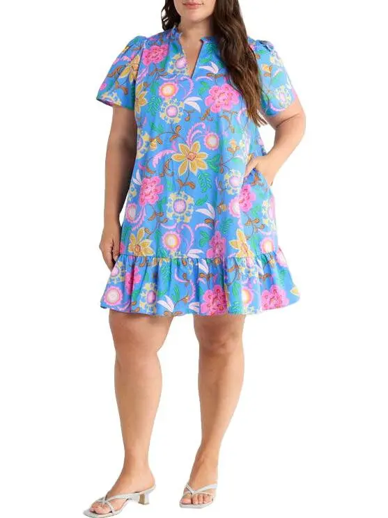 SUGARLIPS Printed Shift Dress - Medium Blue/multi