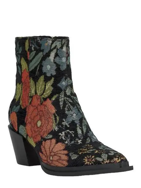 Jessica Simpson Helvona Pointed Toe Bootie - Black/floral Multi