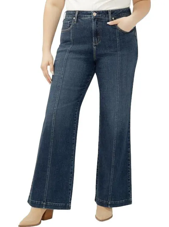 SILVER JEANS CO. Avery Curvy Seamed High-waist Wide-leg Trouser Jeans - Soul