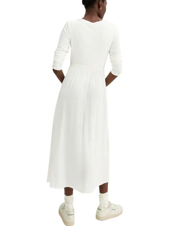 Hatch Collection Ribbed Long Sleeve Maternity/nursing Dress - Ivory