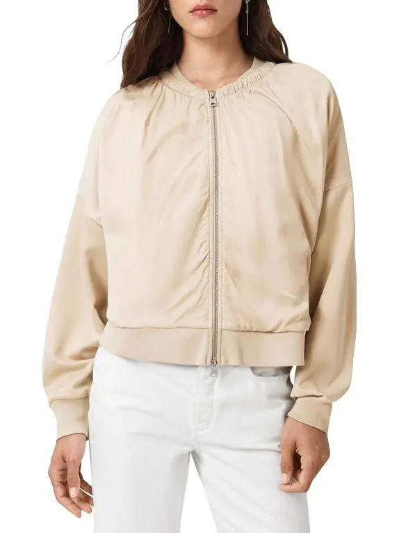 ALLSAINTS Mirri Shirred Bomber - Tofu White