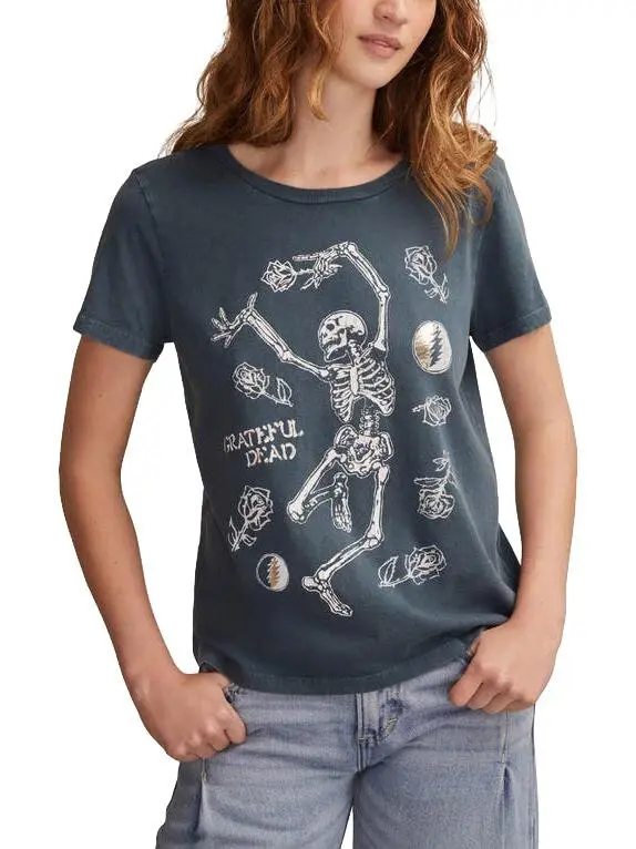 Lucky Brand Grateful Dead Dancing Skulls Graphic T-shirt - Midnight Navy
