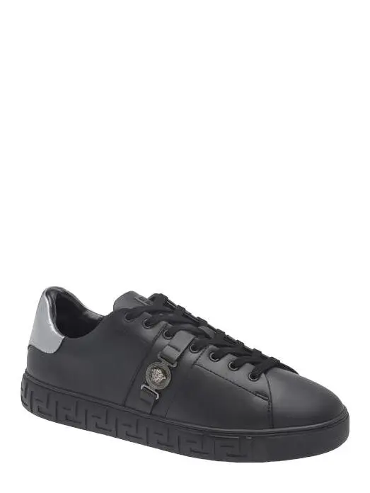 Versace Biggie Greca Low Top Sneaker - Black Antracite Ruthenium