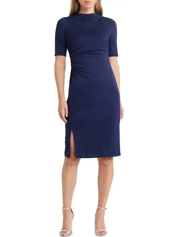 Anne Klein Ruched Body-con Dress - Distant Mountain