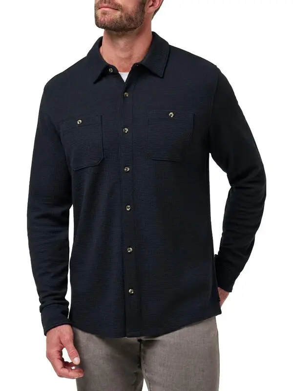 Travis Mathew Waffle Knit Button-up Shirt - Black