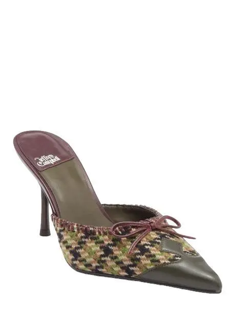 Jeffrey Campbell Clarabelle Pointed Toe Mule - Olive Plaid Combo