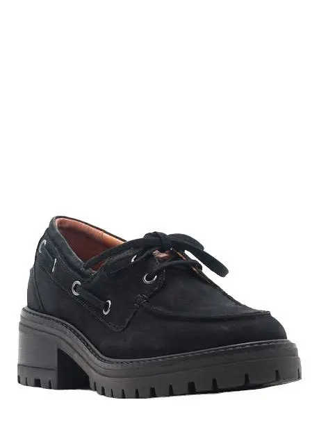 Gentle Souls Lace-up Leather Loafer - Black Nubuck