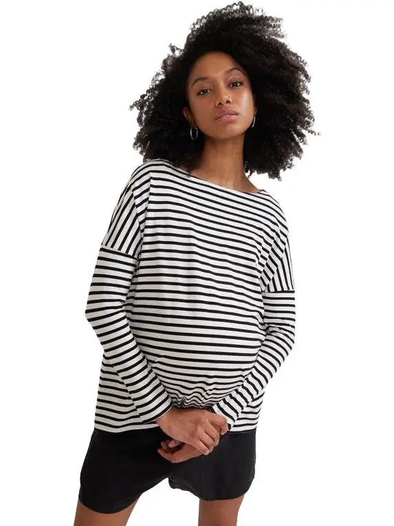 Hatch Collection Longsleeve Tee - Black/white Stripe