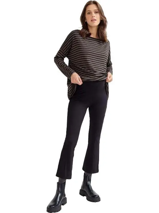 Hatch Collection The Maternity Bodyflex Crop Flare Legging - Black