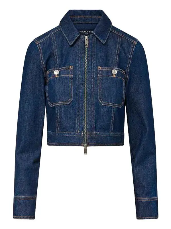 Veronica Beard Cropped Denim Jacket - Denim Blue