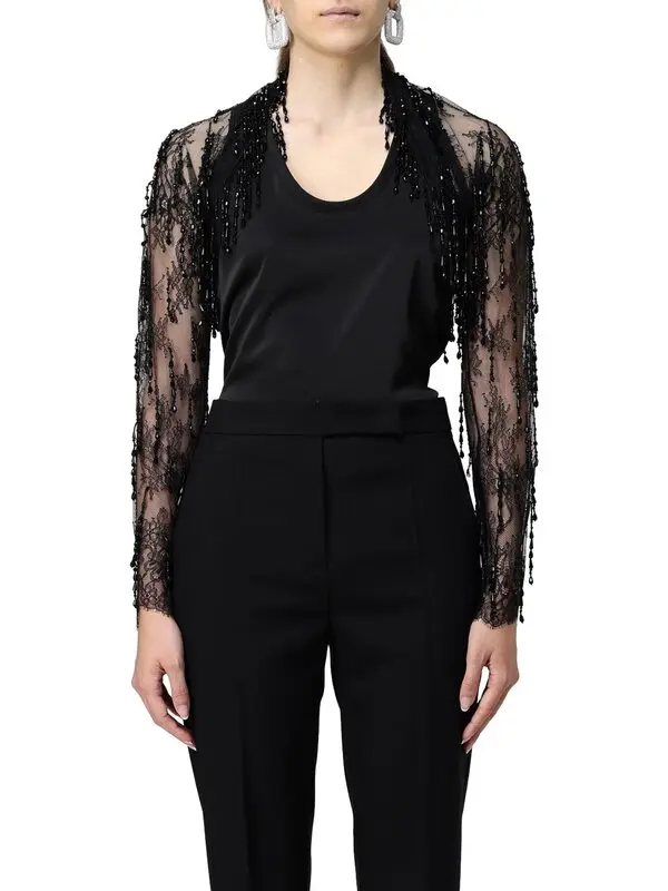 Alberta Ferretti Embellished Lace Bolero - Black