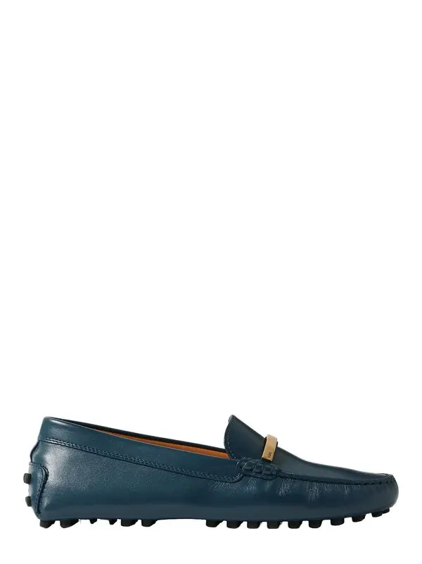 TOD'S Gommino Embellished Leather Loafers - Blue
