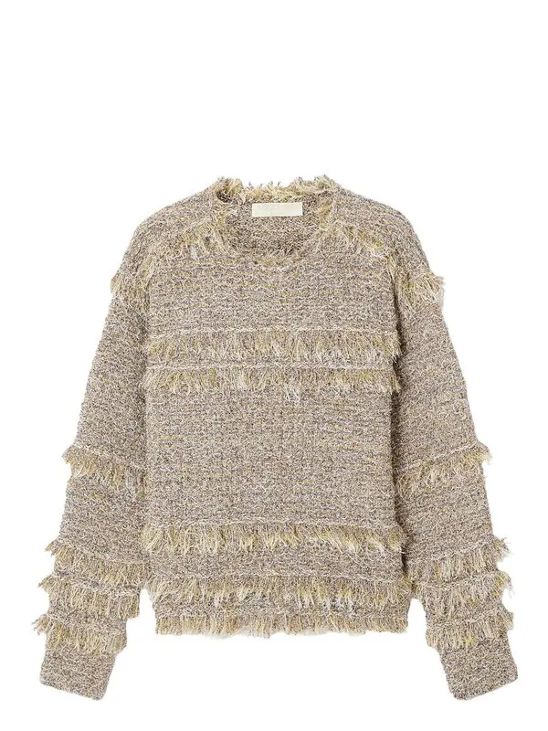 Ulla Johnson Frayed Metallic Tweed Sweater - Gray