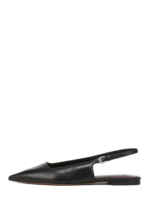 Vince Gracy Leather Slingback Flats - Black