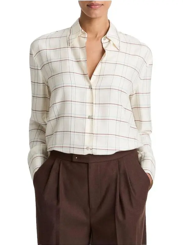 Vince Checked Button-front Shirt - Multicolor / Neutral