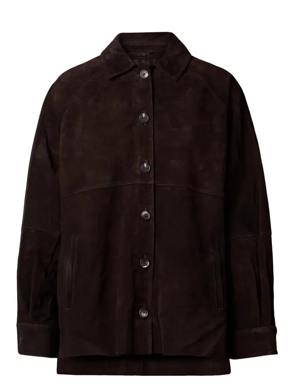Staud Josette Suede Shirt Jacket - Brown