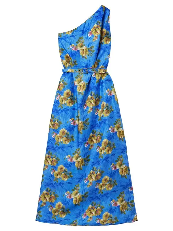 La DoubleJ Roy One-shoulder Floral-print Maxi Dress - Blue