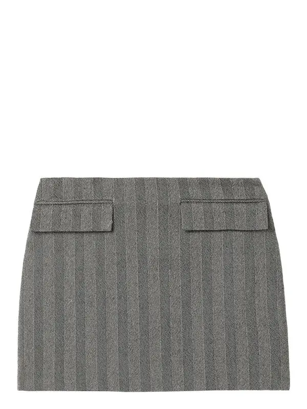 FERRAGAMO Herringbone Wool-blend Mini Skirt - Gray