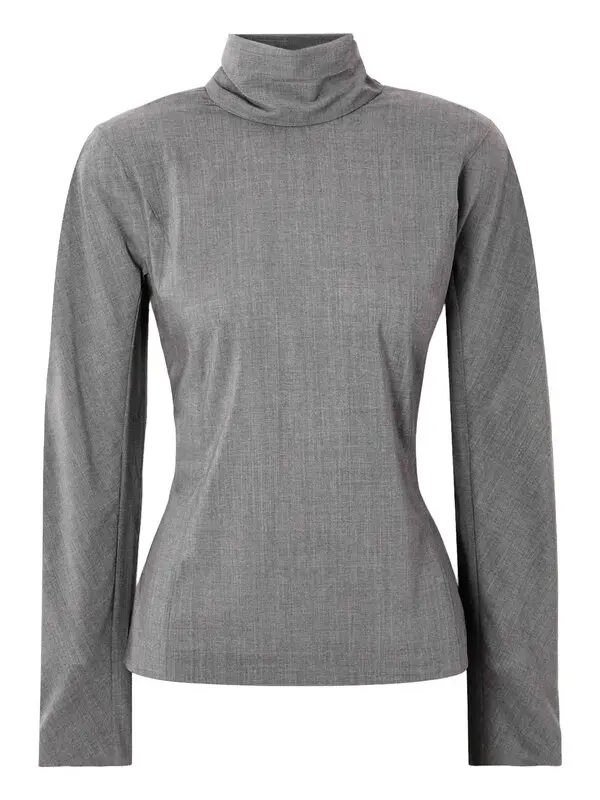 Jacquemus La Blouse Chale Wool-blend Crepe Blouse - Gray