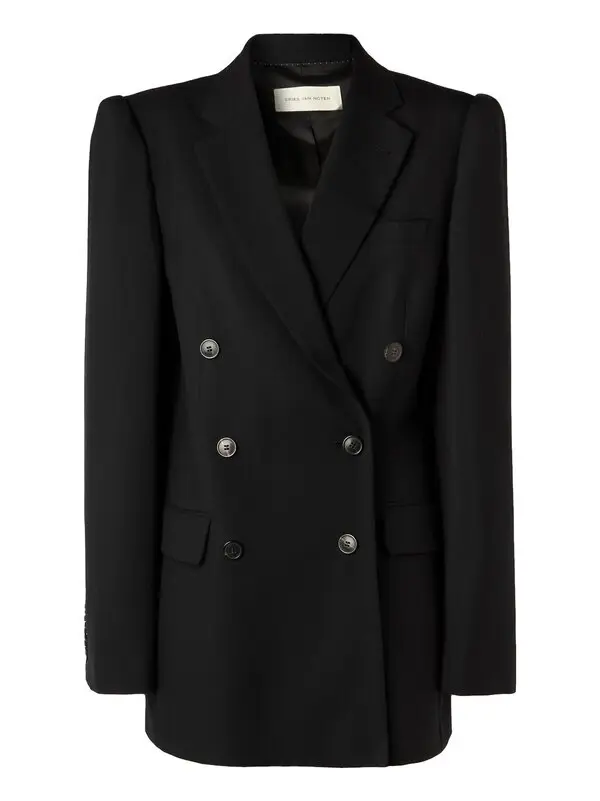 Dries Van Noten Double-breasted Wool And Mohair-blend Twill Blazer - Black