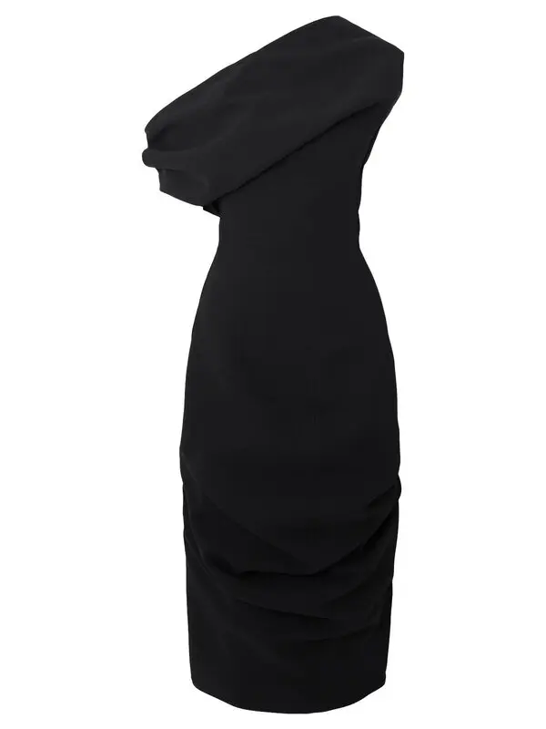 Jacquemus La Robe Pesce One-shoulder Draped Crepe Midi Dress - Black