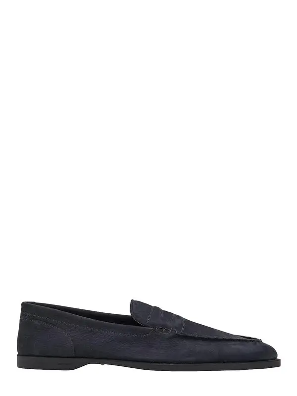 John Lobb Pace Nubuck Leather Penny Loafers - Midnight
