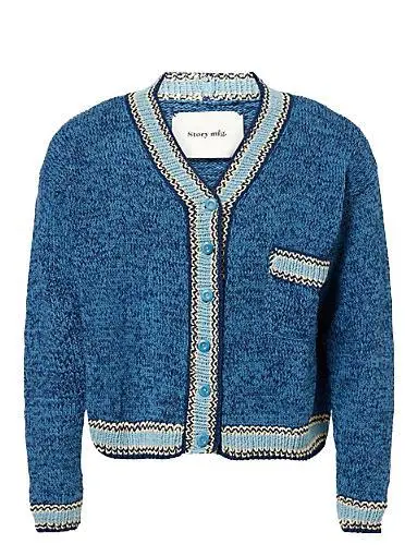 STORY MFG. Bulb Cotton Knitted Cardigan - Indigo
