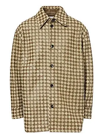 Bottega Veneta Intrecciato Leather And Suede Shirt - Liana Travertine