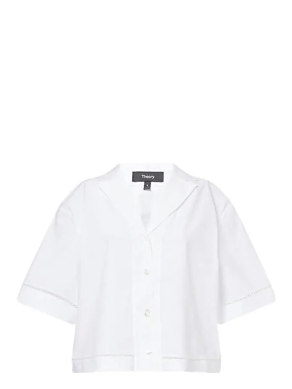 Theory Cropped Stretch-cotton Shirt - White