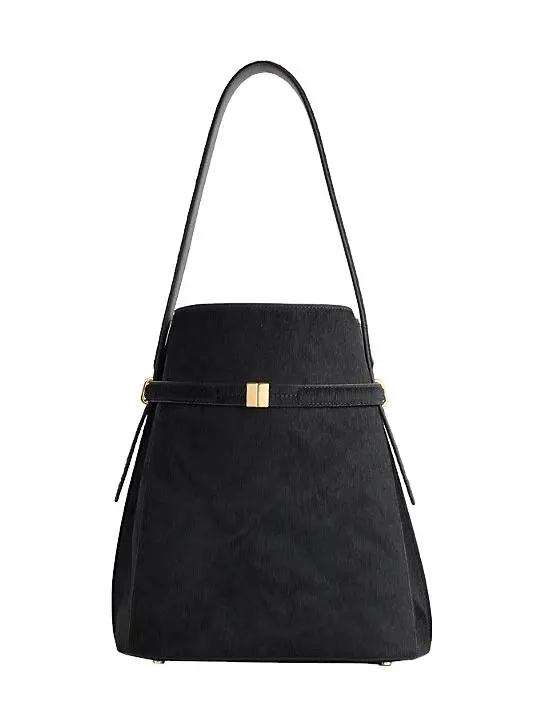 TOTEME Belted Pony Hair Leather Tote Bag - Black