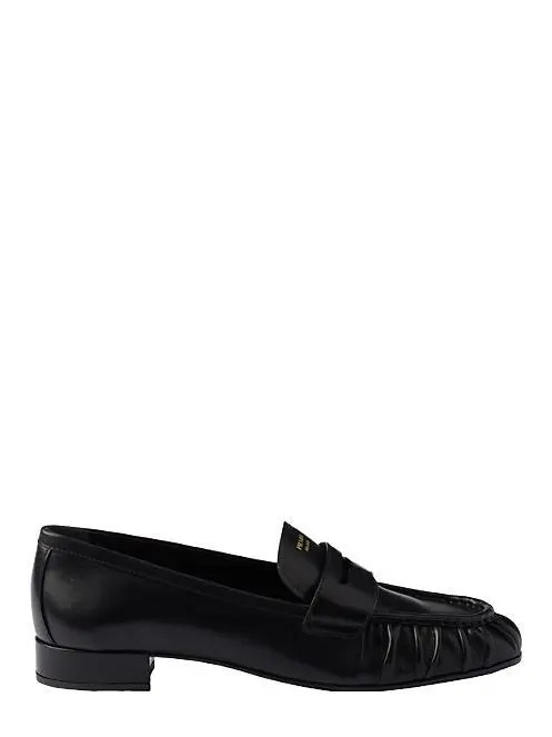 Prada Brand-foiled Leather Loafers - Black