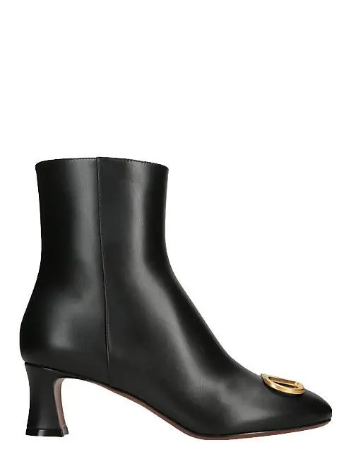 Valentino Garavani Vlogo Signature 55 Leather Heeled Ankle Boots - Black
