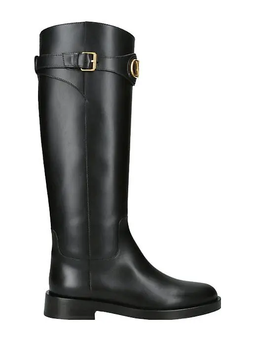 Valentino Garavani Vlogo Knee-high Leather Boots - Black