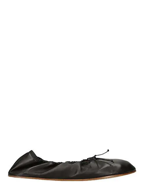 THE ROW Round Leather Ballet Flats - Black