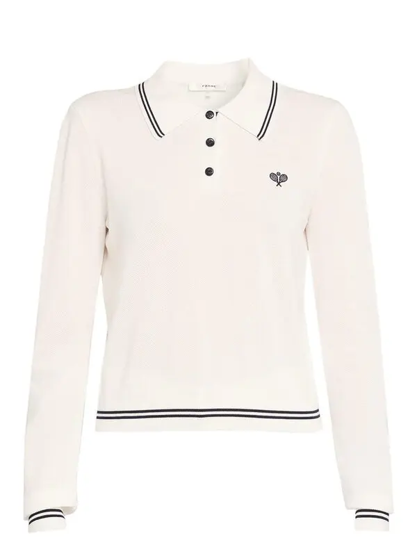 FRAME Long-sleeve Tennis Polo - White