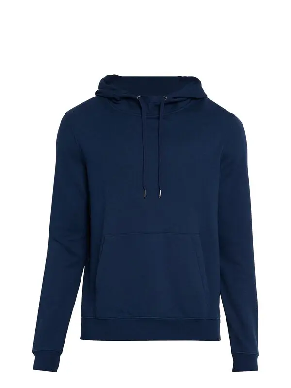 Derek Rose Quinn Cotton Loopback Pullover Hoodie - Navy