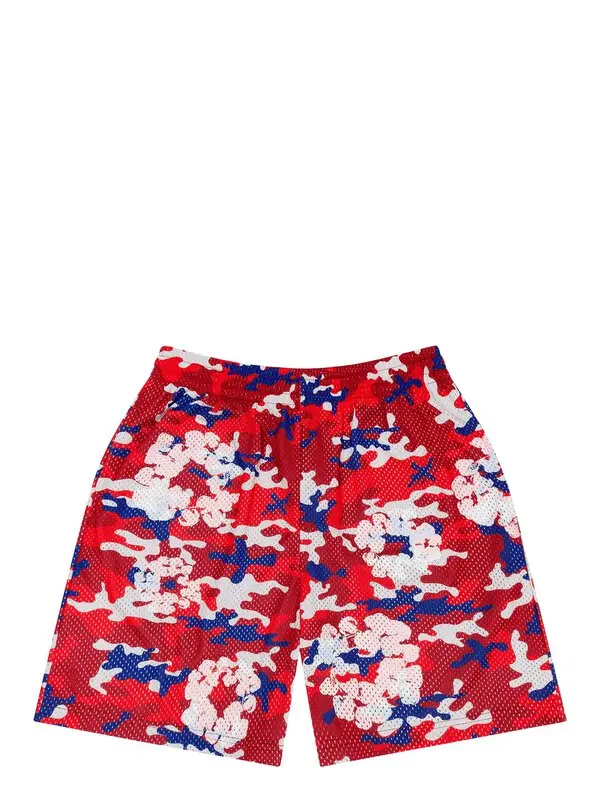DENIM TEARS Camo Cotton Wreath Mesh Shorts - Red