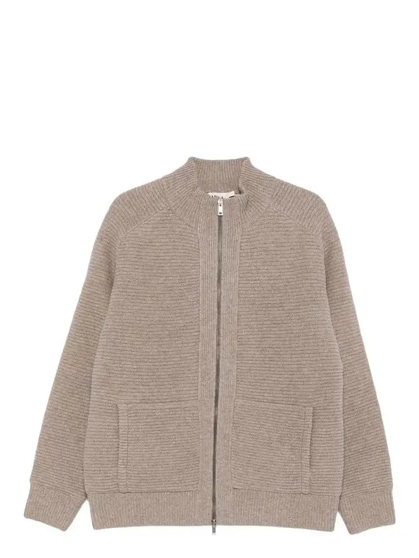 Altea Ribbed Knit Zip-up Cardigan - Beige