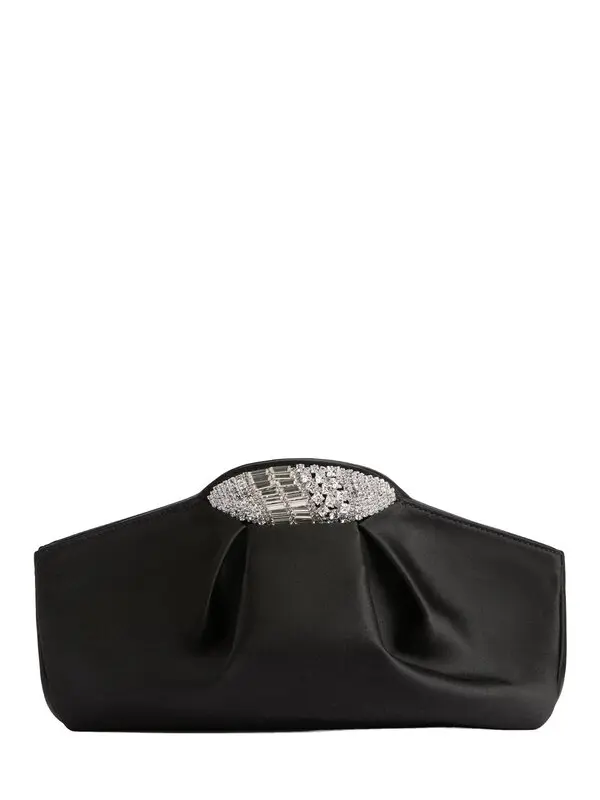 GIUSEPPE ZANOTTI Silk Clutch With Jewel Accessory - Black