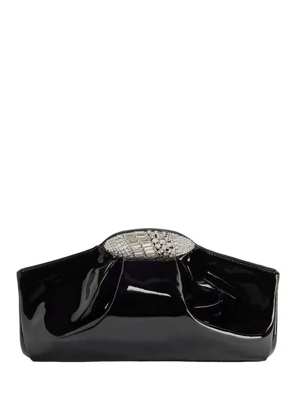 GIUSEPPE ZANOTTI Patent Leather Clutch With Pavé-set Crystals - Black