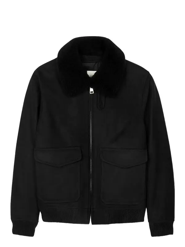 Sandro Shearling-collar Jacket - Black