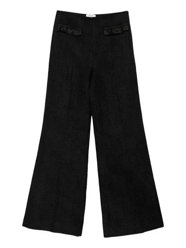 Sandro Tweed Trousers With Ruffled Pockets - Black