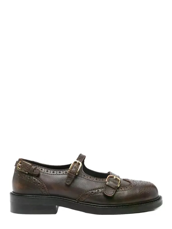 Sandro Brogue Buckle Loafers - Brown