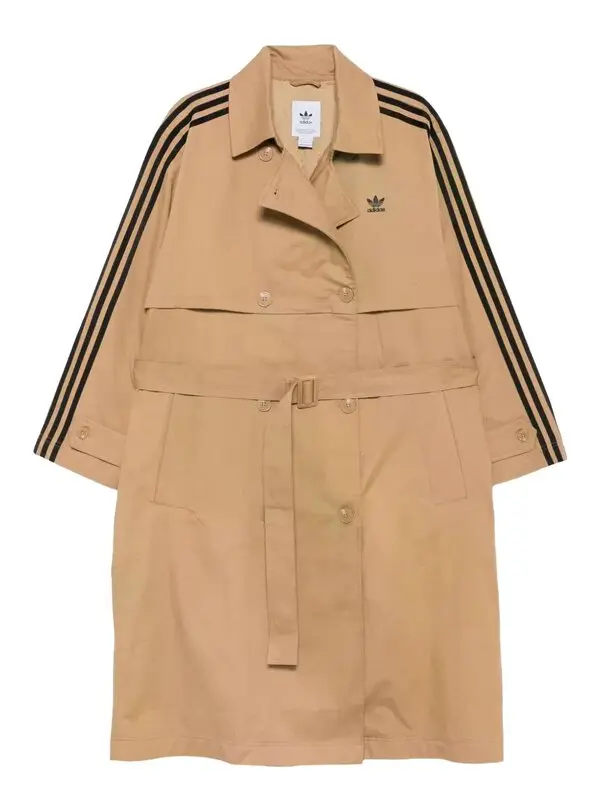 Adidas Three-stripe Belted Trench Coat - Brown