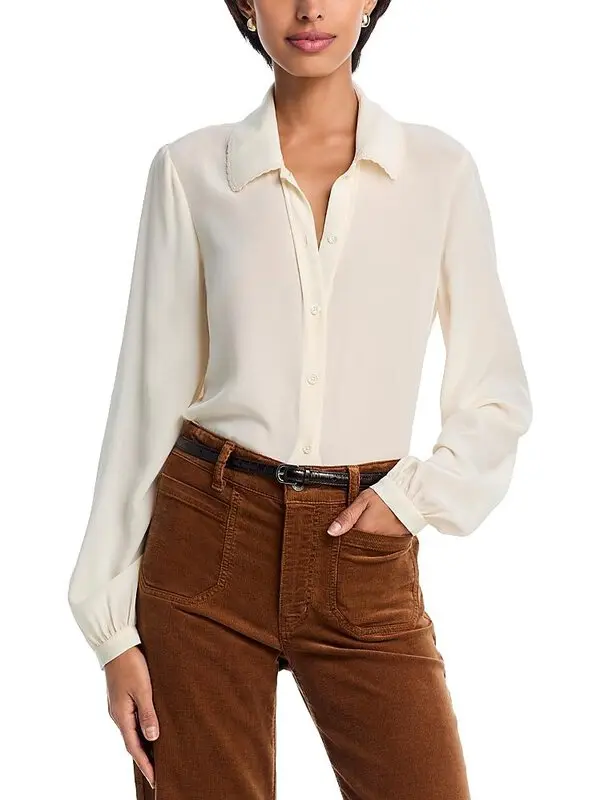 FRAME The Silk Prim Blouse - Cream