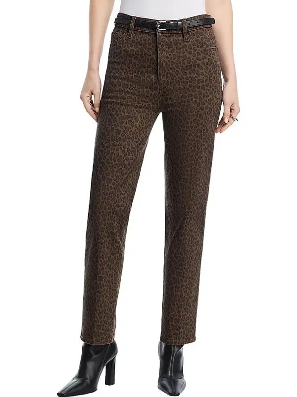 FRAME Le Sleek Straight High-rise Jeans - Leopard